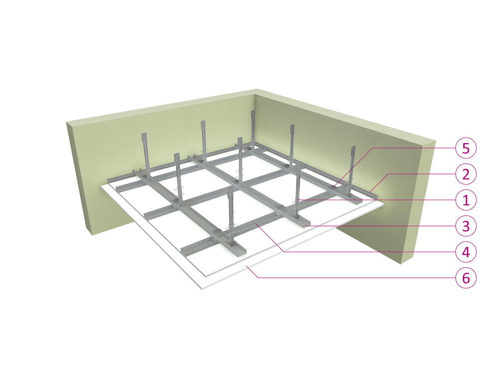 Plafond sur une double structure CD60 avec des suspentes Nonius - 2x ...