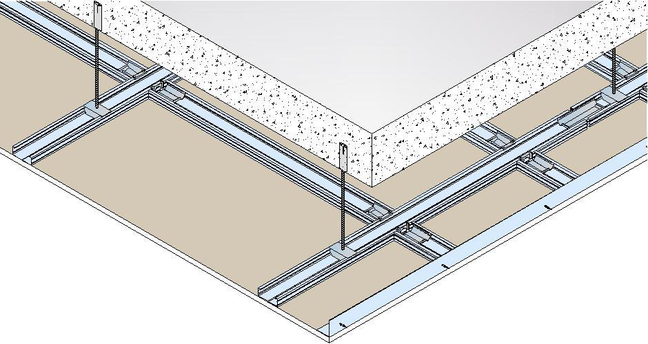 Plafond PRÉGYMÉTAL TÉCLIP - 1 BA13 FLAM - REI90 - Fourrures S47 - Sous ...